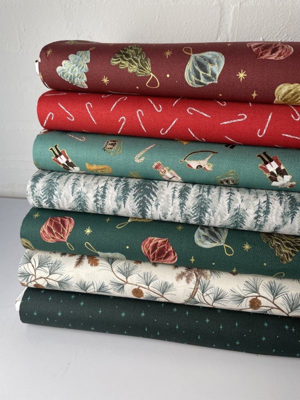 Patchwork stof - mørk grøn med fine klare stjerner