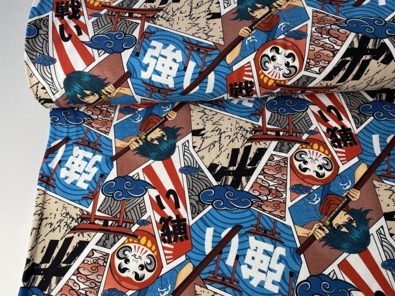 Bomuldsjersey - tegneserie ala manga